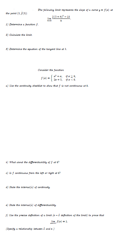 the point (3,f(3)) The following limit represents the | Chegg.com
