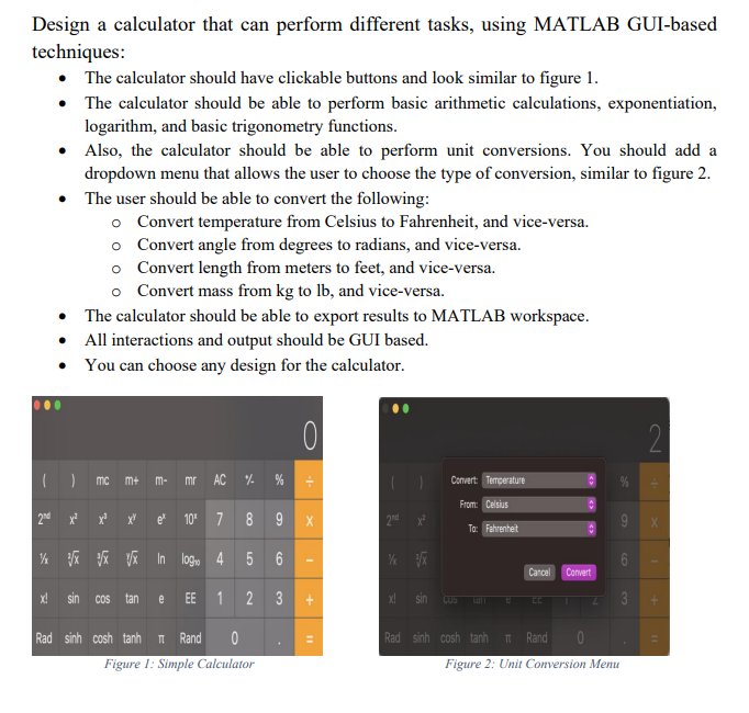Solved Design a calculator that can perform different tasks, | Chegg.com