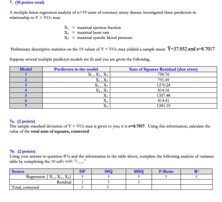 Solved A multiple linear regression analysis of n=19 cases | Chegg.com