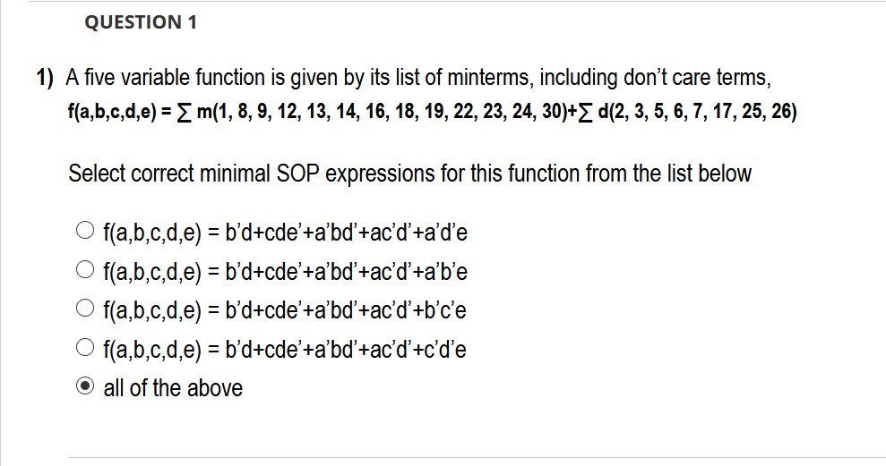 Solved Question 1 1 A Five Variable Function Is Given By 