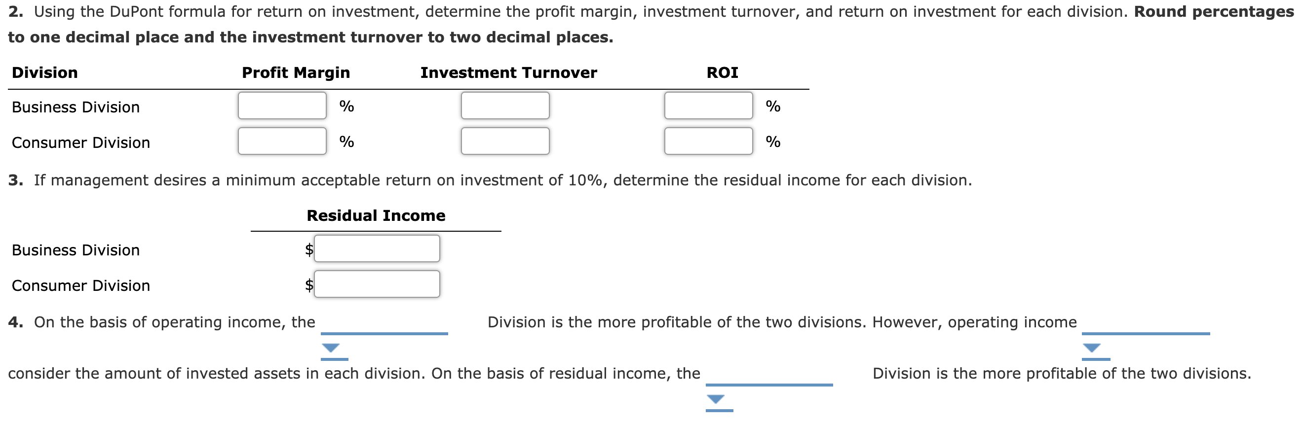 Solved Divisional Performance Analysis and Evaluation The | Chegg.com
