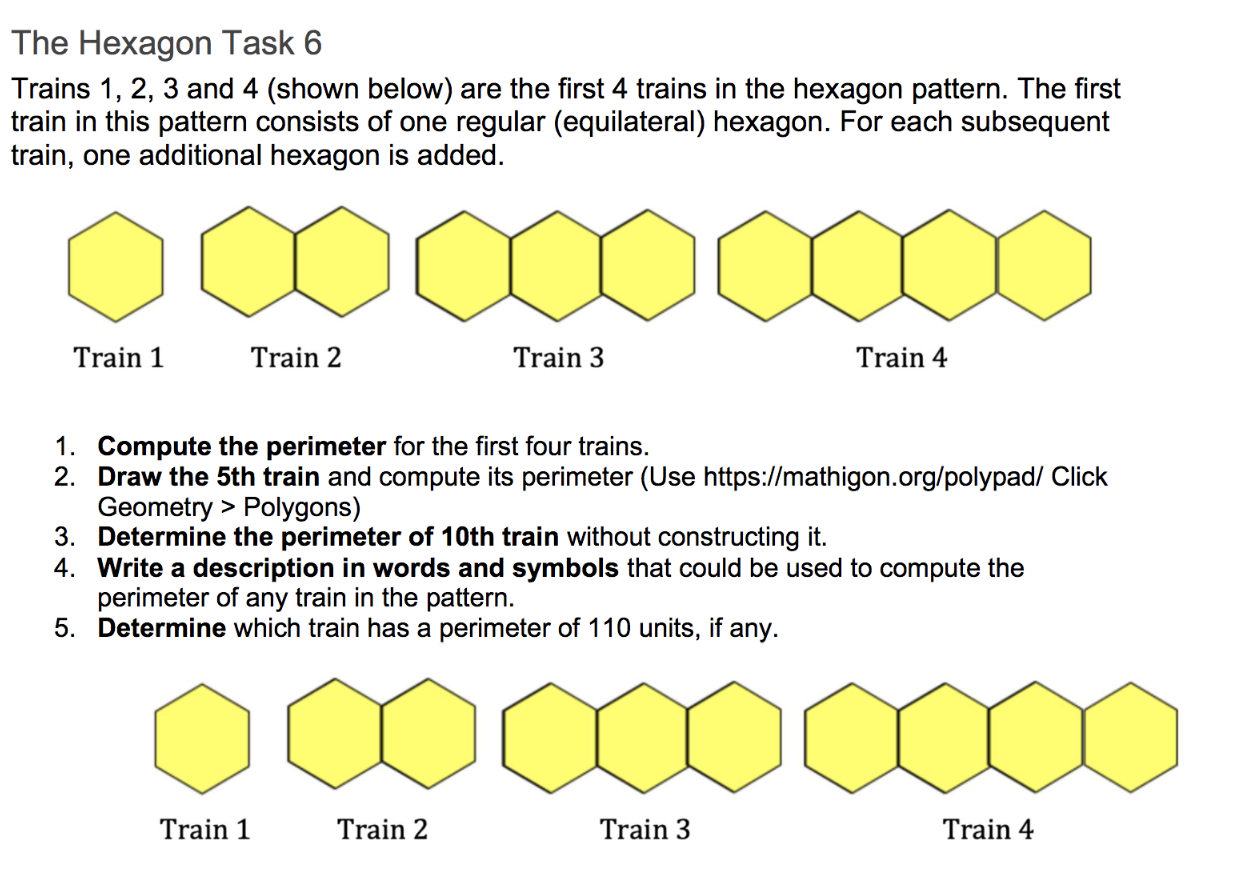 Solved The Hexagon Task 6 Trains 1,2,3 and 4 (shown below) | Chegg.com