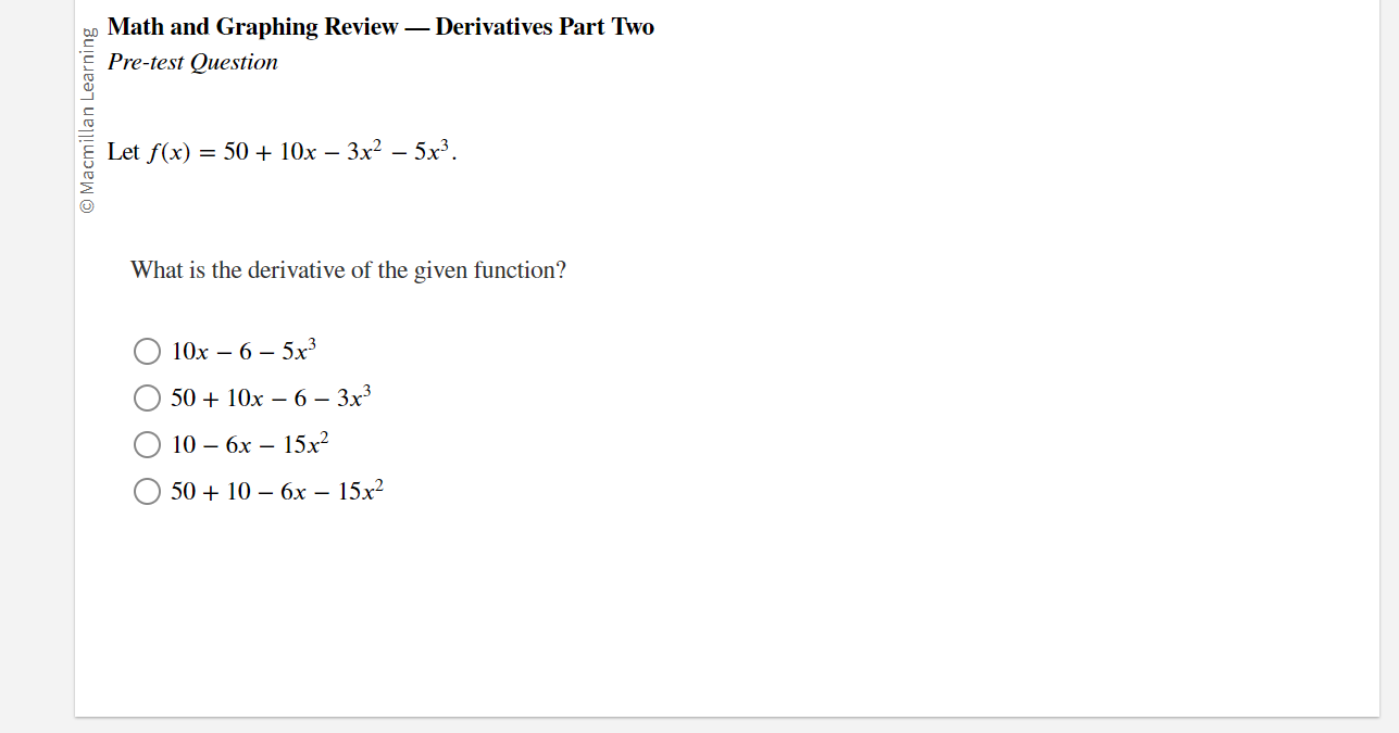 Solved Math and Graphing Review — Derivatives Part Two | Chegg.com
