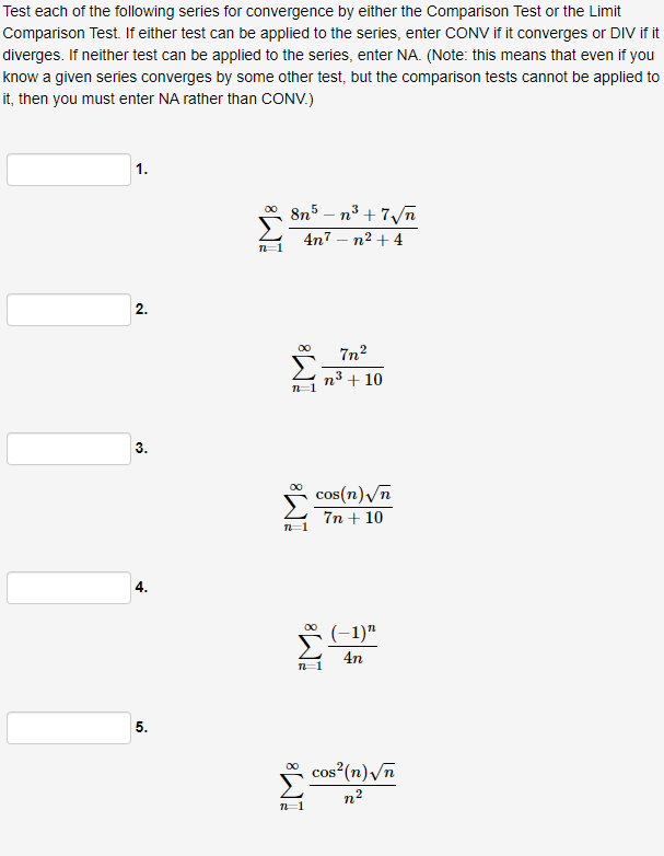 Solved Test each of the following series for convergence by | Chegg.com