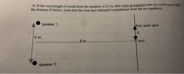 Solved 19. If the wavelength of sound from the speakers is | Chegg.com