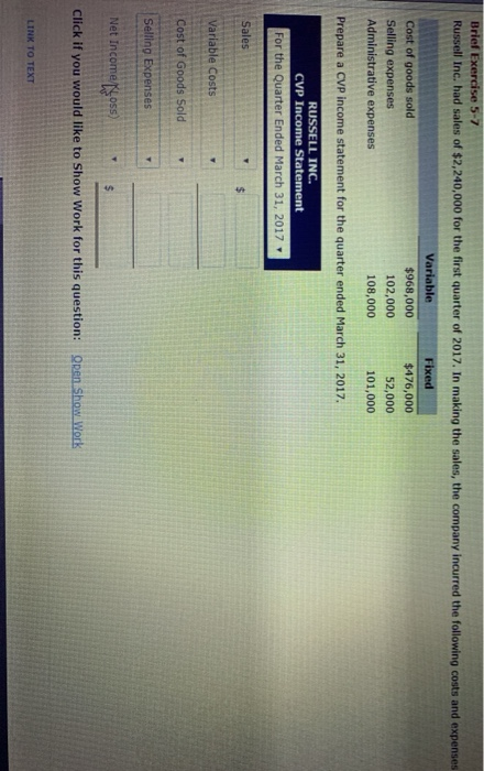 Solved Brief Exercise 5-7 Russell Inc. had sales of | Chegg.com