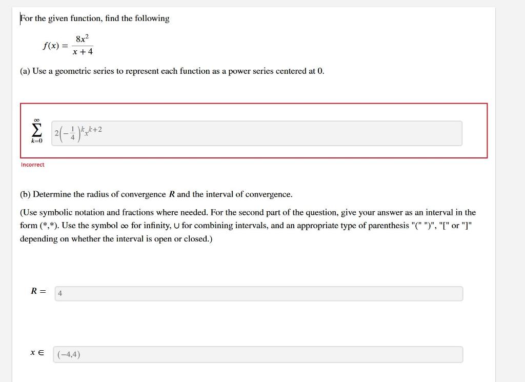 Solved For the given function, find the following f(x) = 8x2 | Chegg.com
