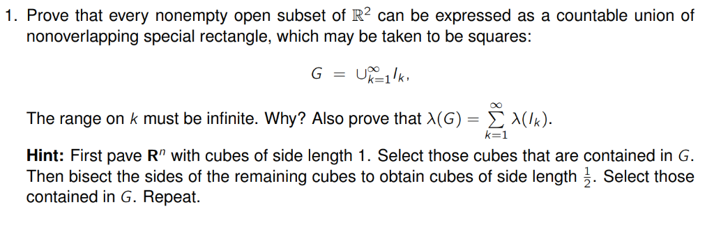1. Prove that every nonempty open subset of R2 can be | Chegg.com