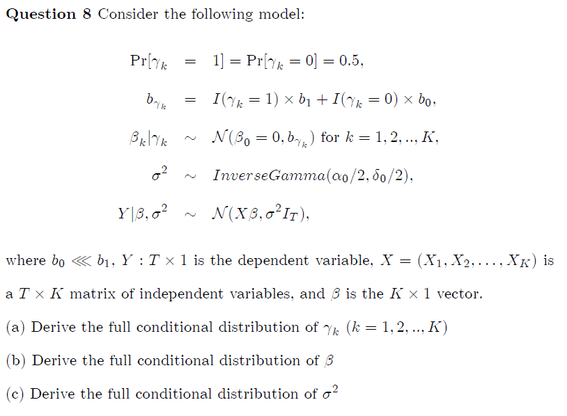 Solved Question 8 ﻿Consider the following model:where | Chegg.com