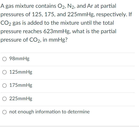 Solved A gas mixture contains O2, N2, and Ar at partial | Chegg.com