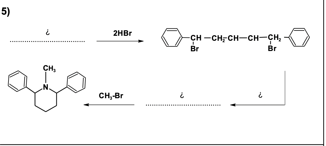 Solved 5) 2HBr -CH-CH=CH-CH-CH2 Br Br CH3 CH3-Br CH | Chegg.com