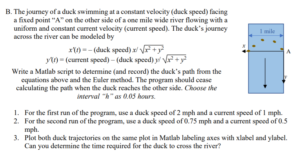 1 mile B. The journey of a duck swimming at a | Chegg.com