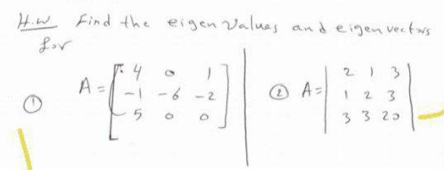 Solved How. Find the eigen Values and eigen vectors for А A | Chegg.com