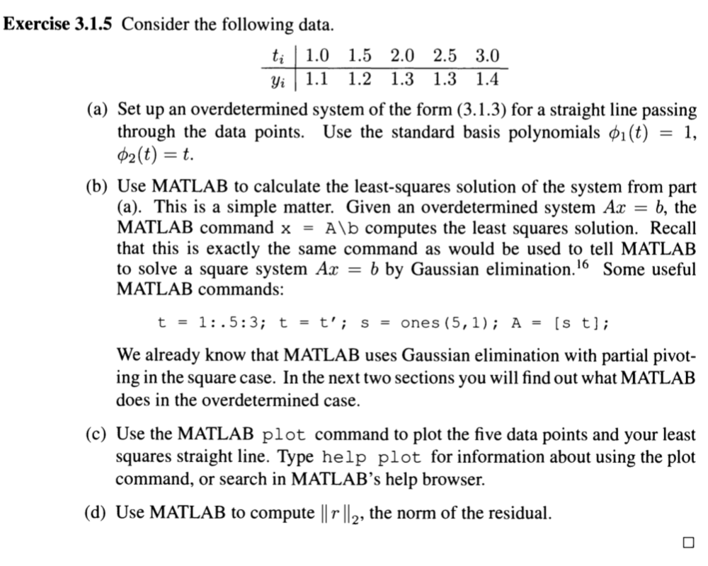 Exercise 3.3.10 MATLAB's qr command, which we | Chegg.com