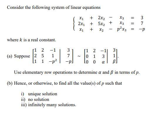 Solved Consider the following system of linear equations X1 | Chegg.com