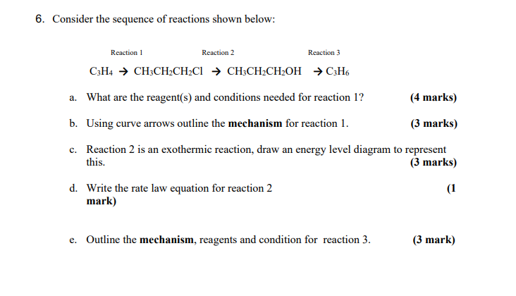 Solved 6. Consider the sequence of reactions shown below: a. | Chegg.com