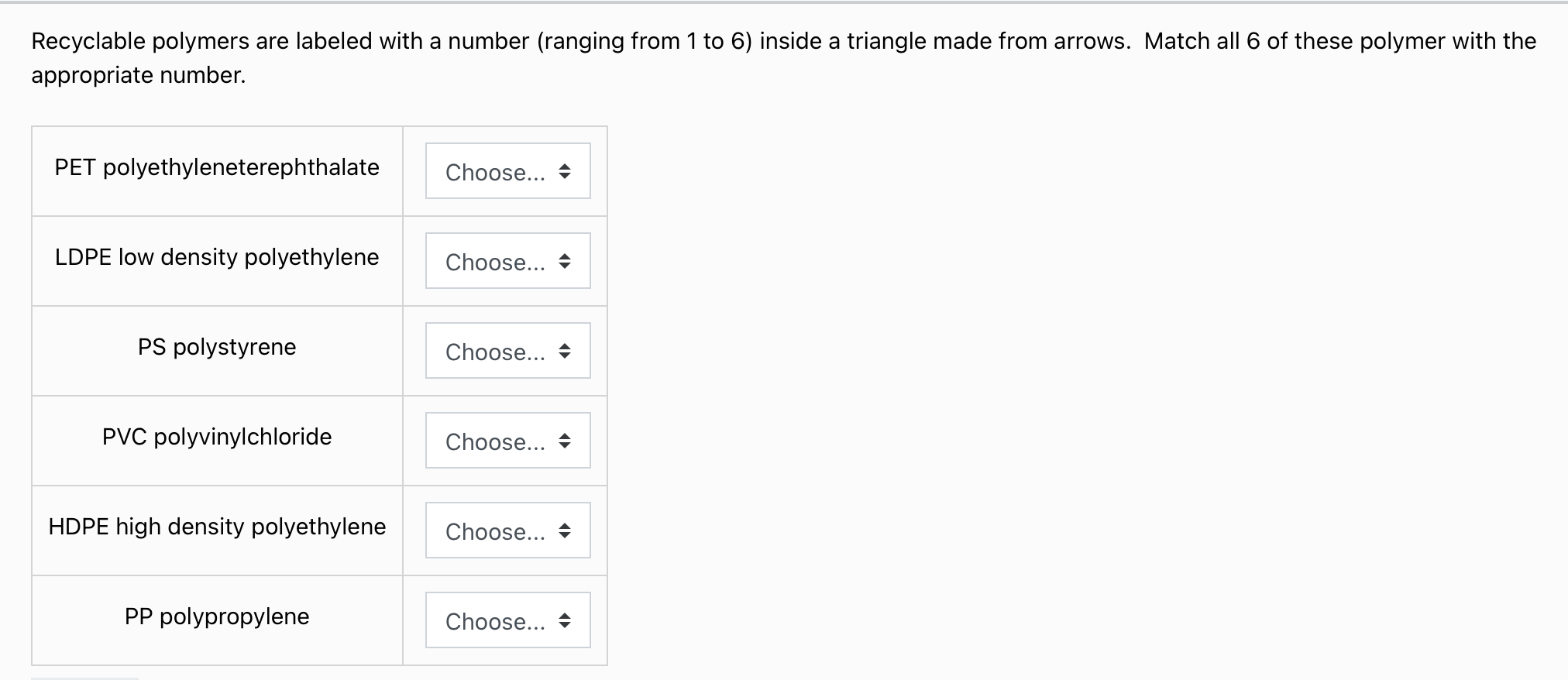 Solved Recyclable polymers are labeled with a number | Chegg.com