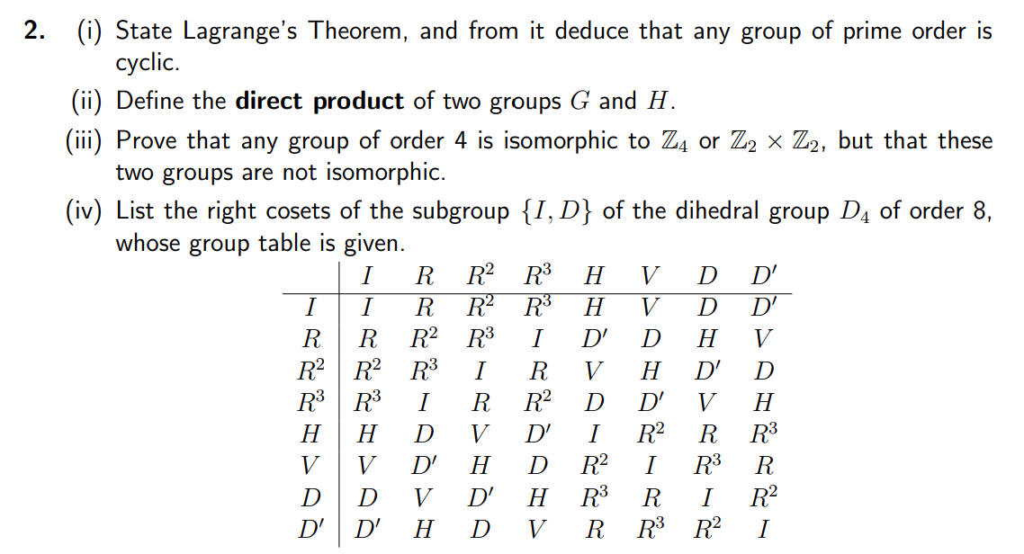 Solved (i) State Lagrange’s Theorem, and from it deduce that | Chegg.com