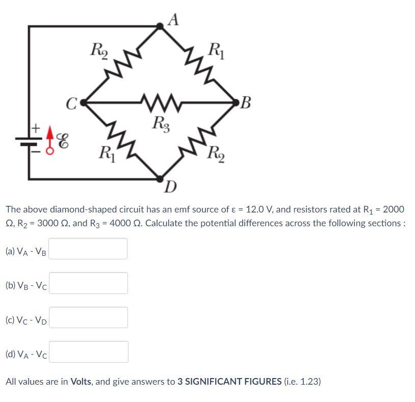 Solved А R, Ri С B w R3 + Ele 8 W RA R2 D The above | Chegg.com