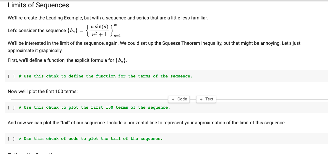 Solved Limits of Sequences We'll re-create the Leading | Chegg.com