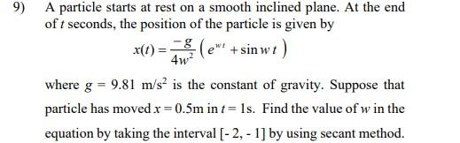 Solved A particle starts at rest on a smooth inclined plane. | Chegg.com
