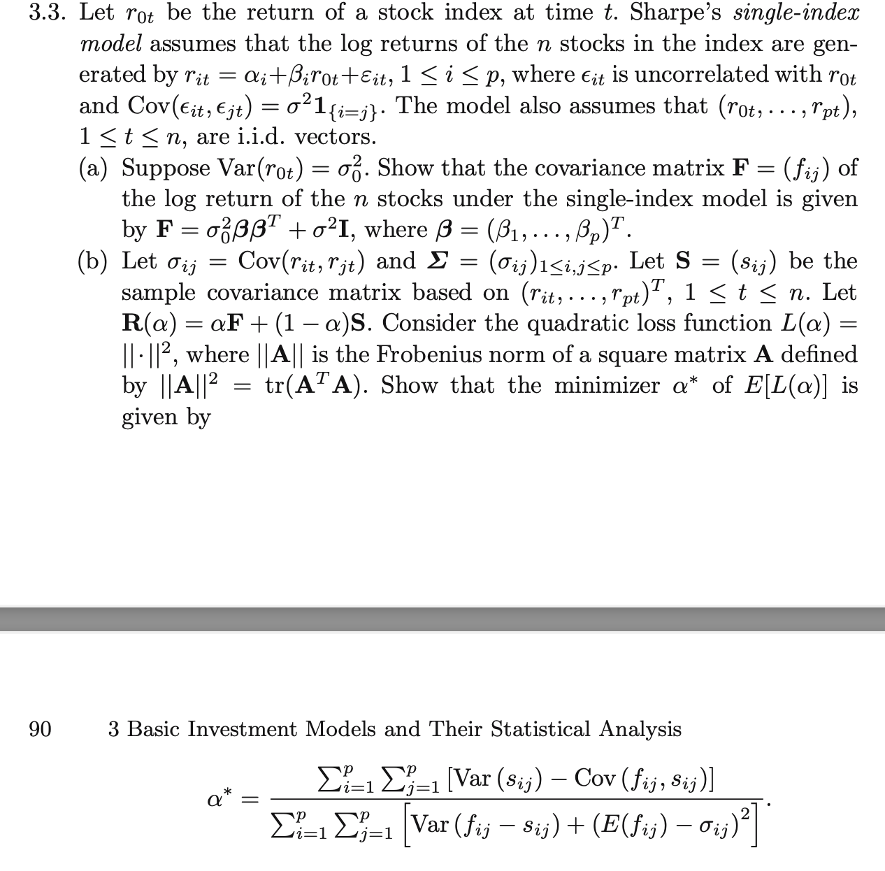 Solved 3.3. ﻿Let r0t ﻿be the return of a stock index at time | Chegg.com
