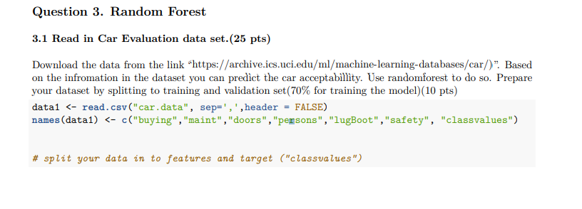 required_packages c("randomForest") | Chegg.com