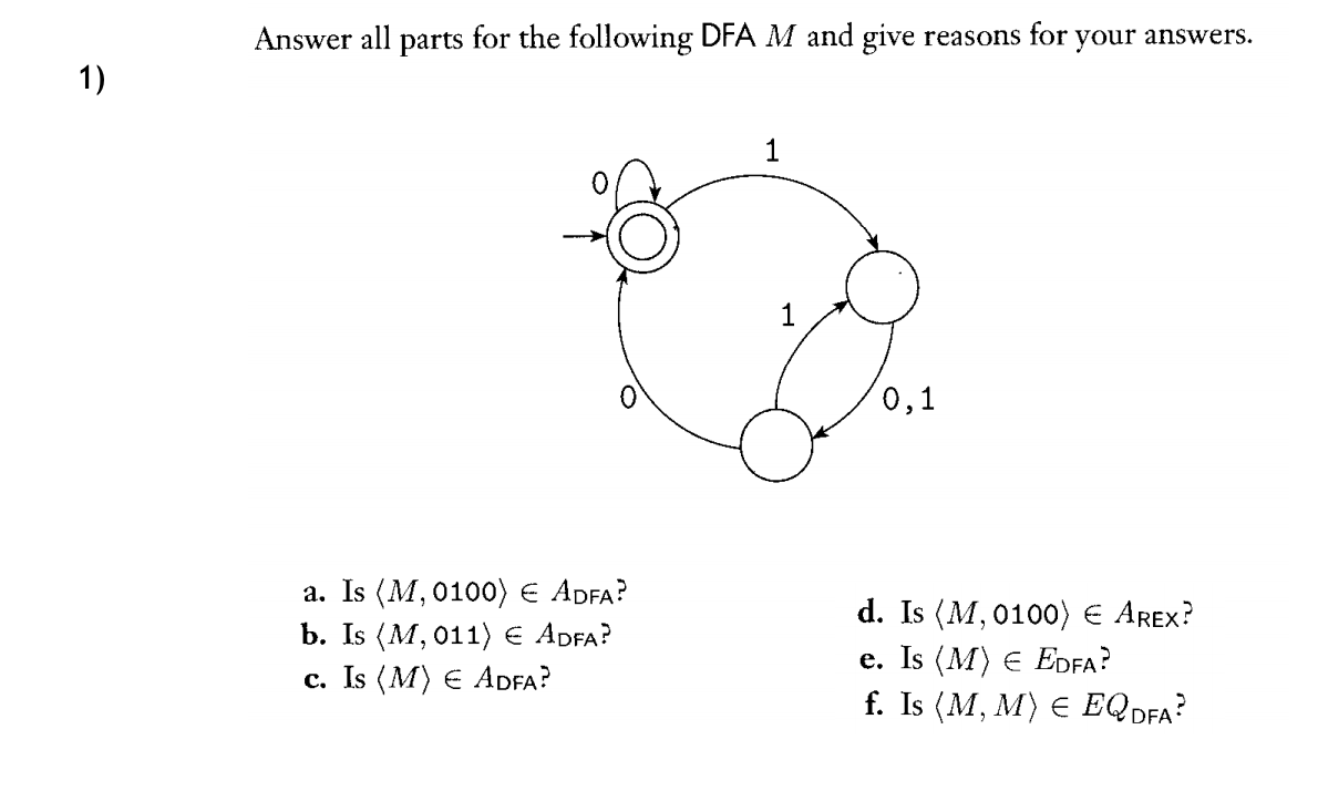 Solved Answer all parts for the following DFA M and give | Chegg.com