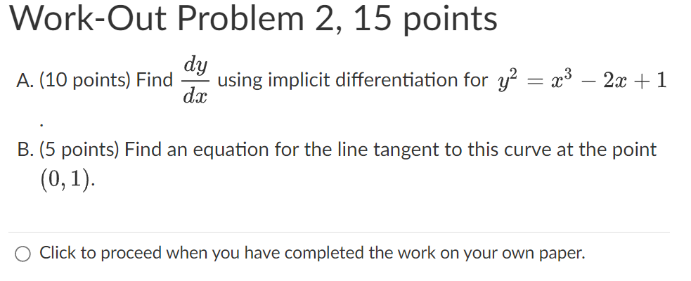 Solved Work-Out Problem 2, 15 points A. (10 points) Find | Chegg.com