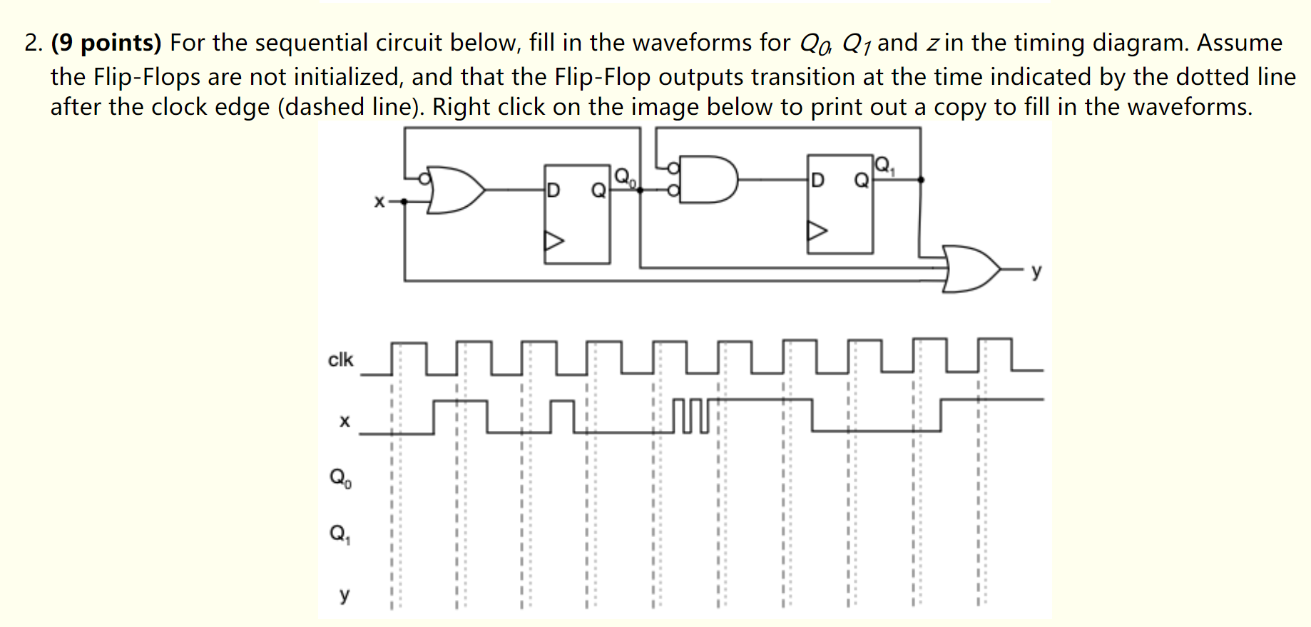 Solved 2. (9 points) For the sequential circuit below, fill | Chegg.com