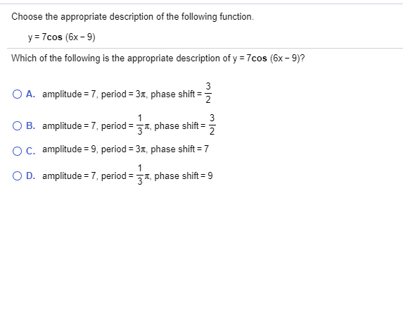 Solved Determine the amplitude of the function y = 4 cos x. | Chegg.com