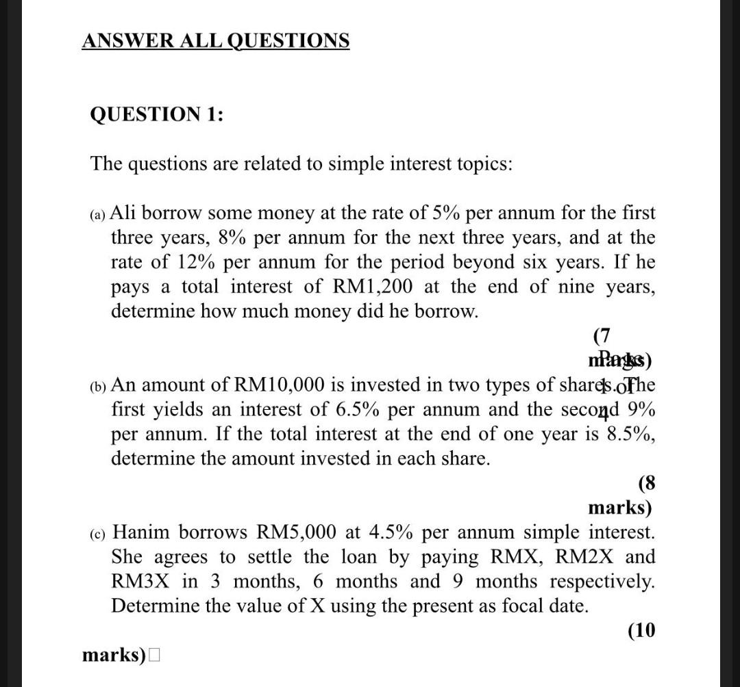 Solved ANSWER ALL QUESTIONS QUESTION 1: The questions are | Chegg.com