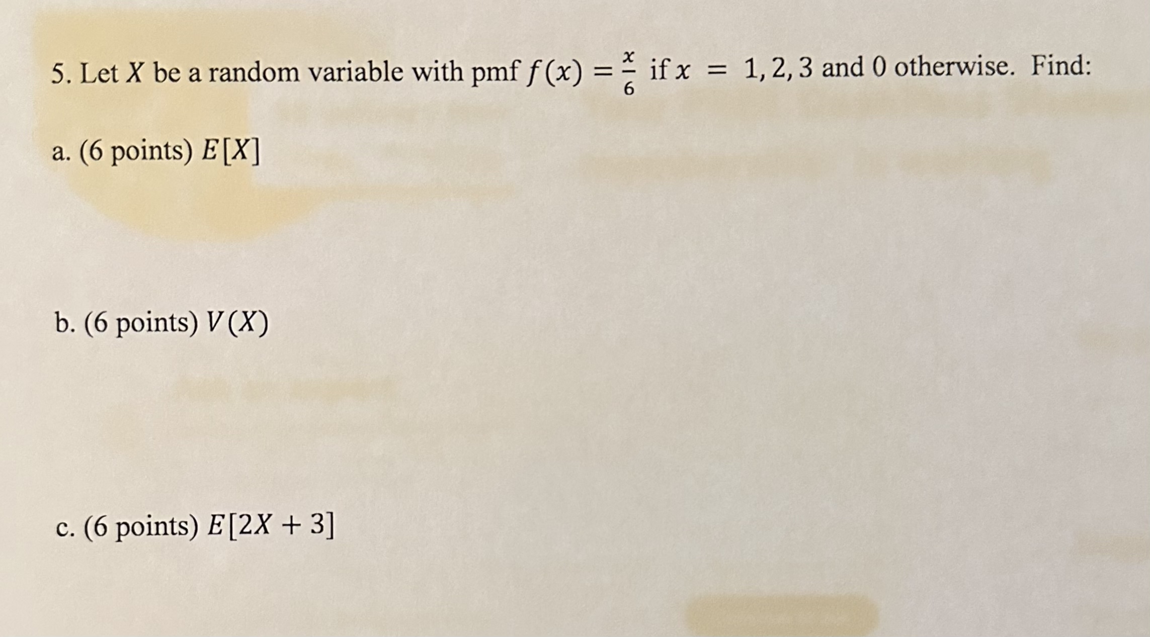 Solved 5. Let X be a random variable with pmf f(x)=6x if | Chegg.com