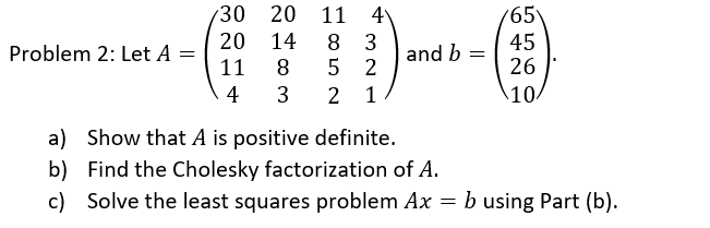 Solved 130 20 11 4 20 14 8 3 Problem 2: Let A = and b = 11 8 | Chegg.com