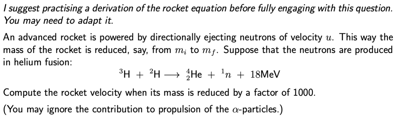 Solved I suggest practising a derivation of the rocket | Chegg.com