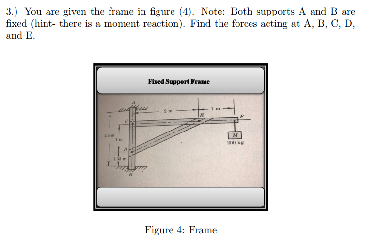 Solved 3.) You are given the frame in figure (4). Note: Both | Chegg.com