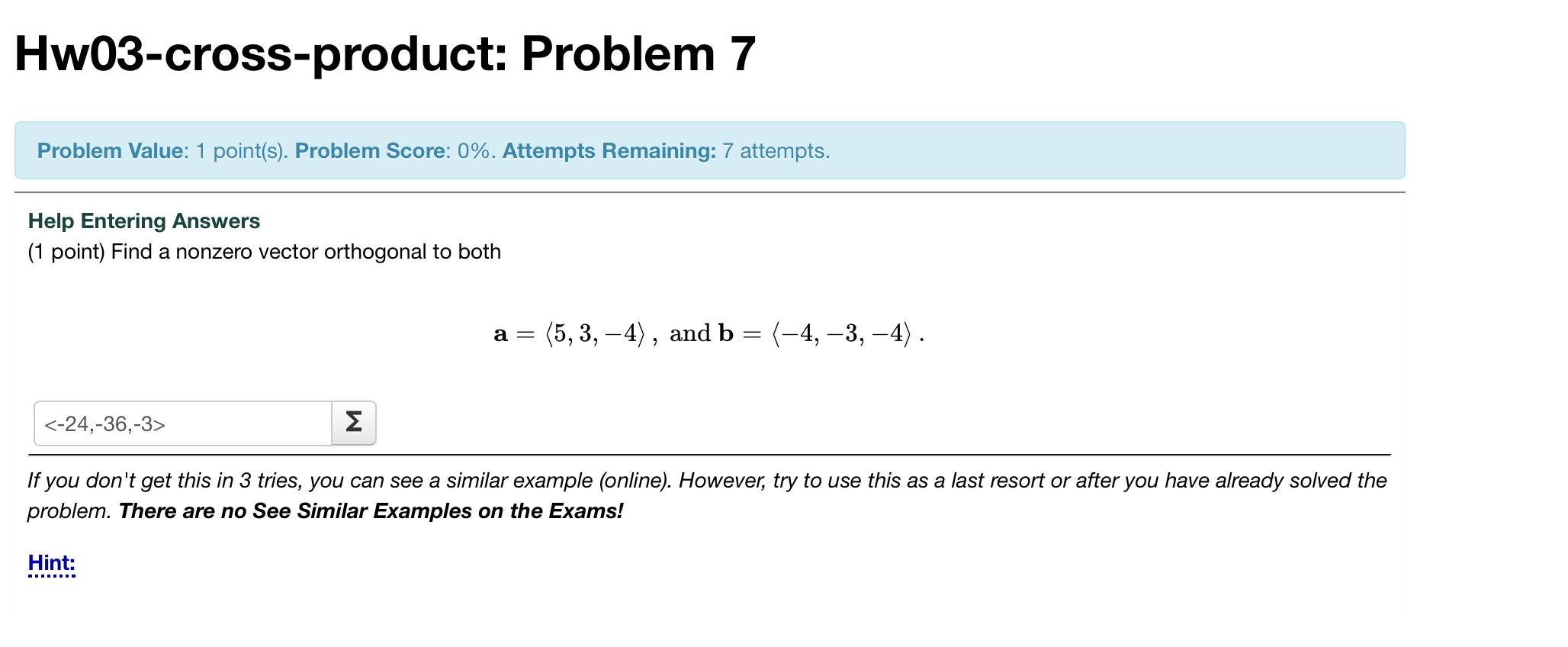 Solved Help Entering Answers (1 point) Find a nonzero vector | Chegg.com
