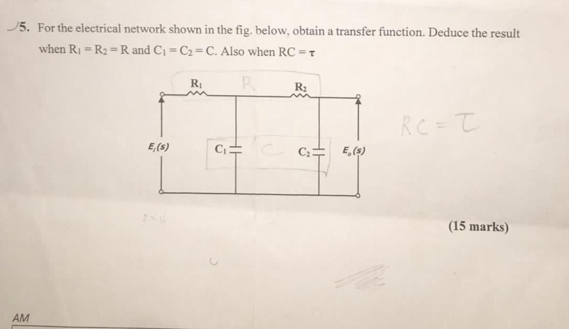 Solved 15. For the electrical network shown in the fig. | Chegg.com