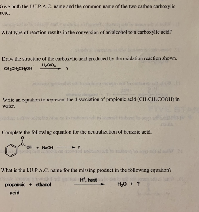 Solved Give both the I.U.P.A.C. name and the common name of | Chegg.com