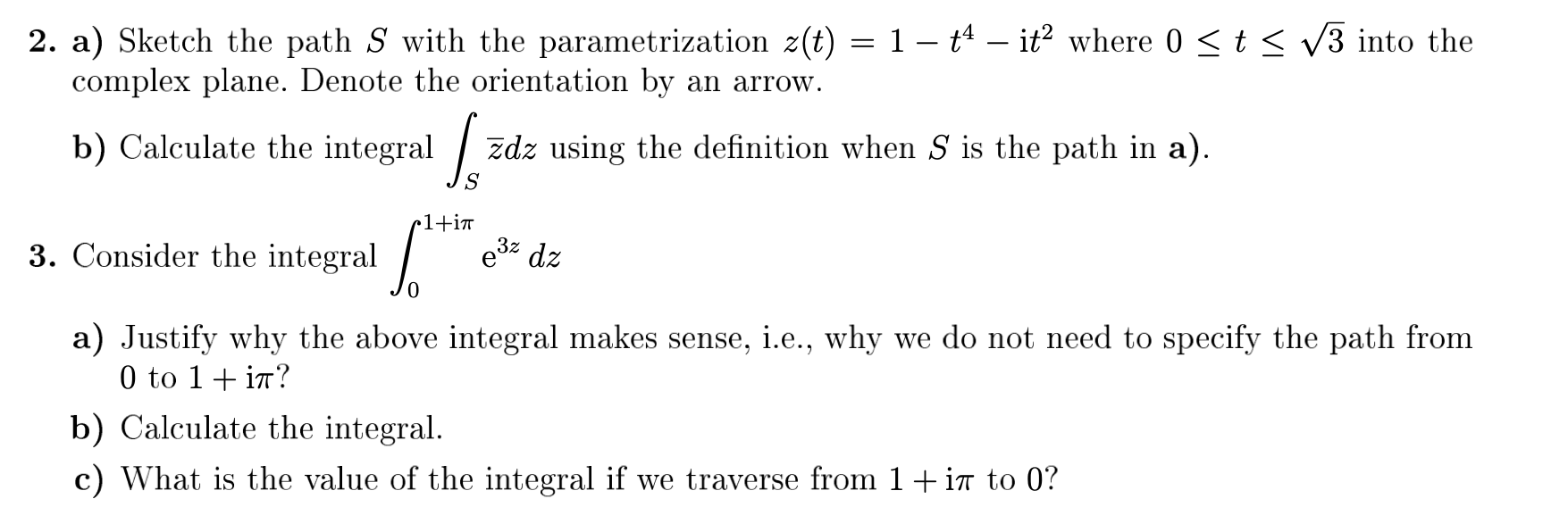 2. a) Sketch the path S with the parametrization | Chegg.com