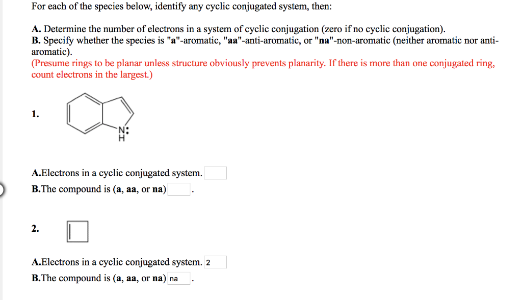 Solved For each of the species below, identify any cyclic | Chegg.com