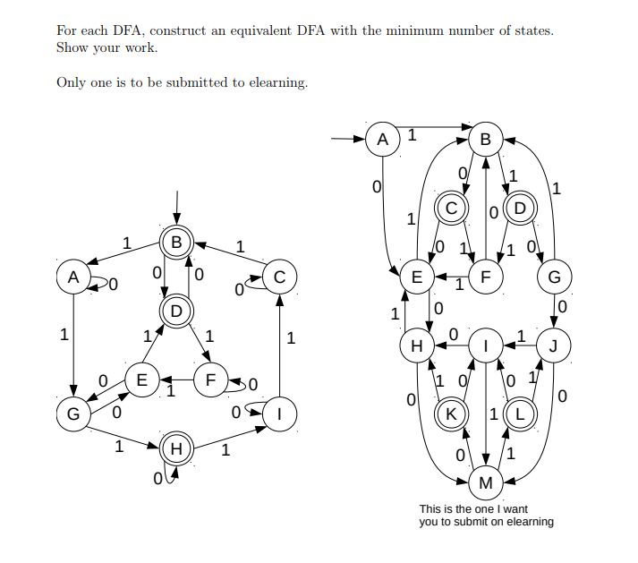 Solved For each DFA, construct an equivalent DFA with the | Chegg.com