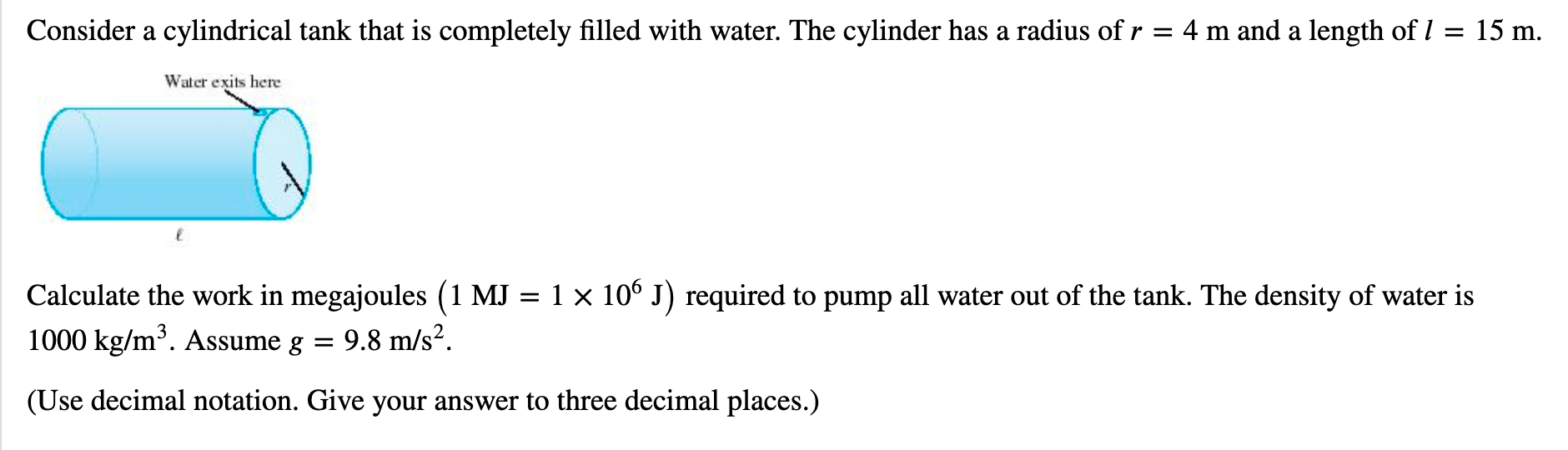 Solved Consider a cylindrical tank that is completely filled | Chegg.com