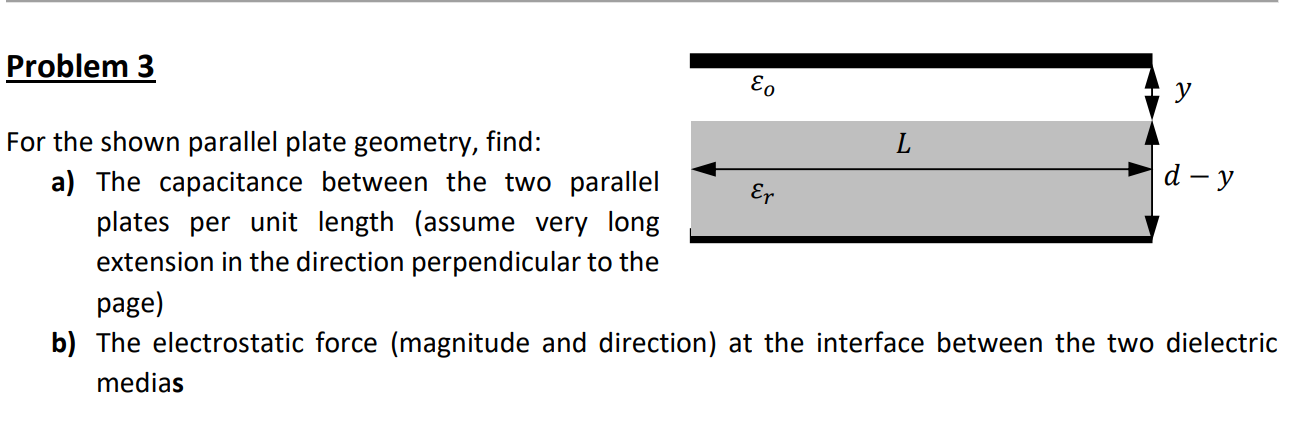 Solved Problem 3For the shown parallel plate geometry, | Chegg.com