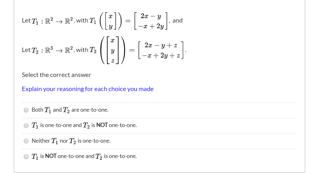 Solved 2. - Y Let T : R2 + R2, with Ti . and 1-x + 2y Let T2 | Chegg.com