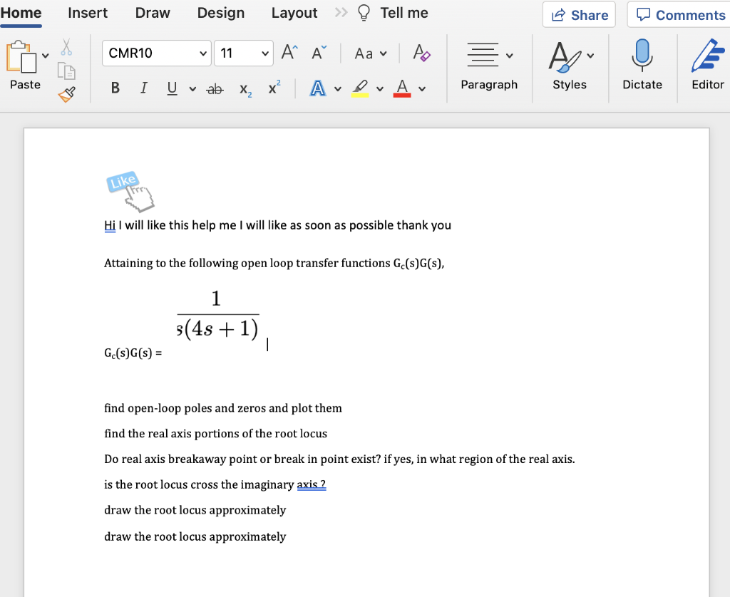 Solved Home Insert Draw Design Layout >> Tell me Share | Chegg.com