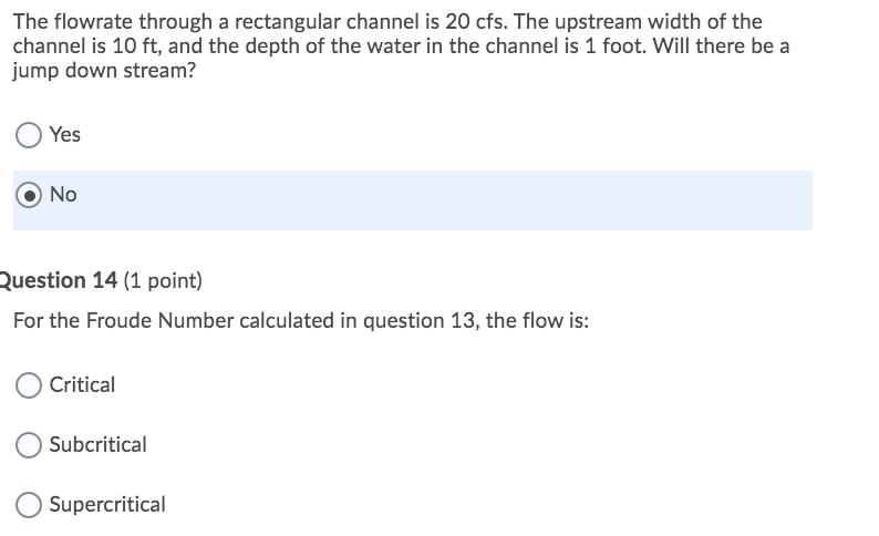 Solved The flowrate through a rectangular channel is 20 cfs. | Chegg.com