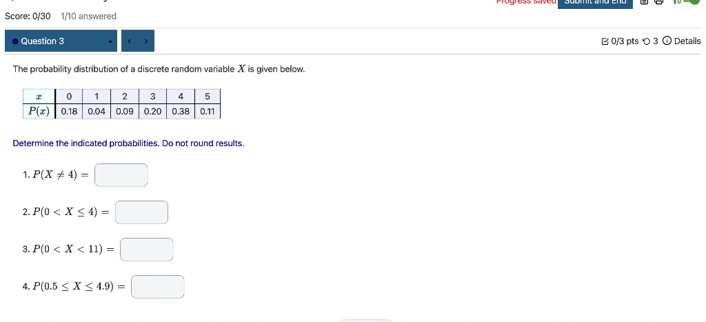 Solved అs saved Score: 0/30 1/10 answered Question 3 0/3 pts | Chegg.com