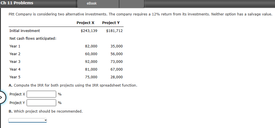 Solved A. Compute the IRR for both projects using the IRR | Chegg.com