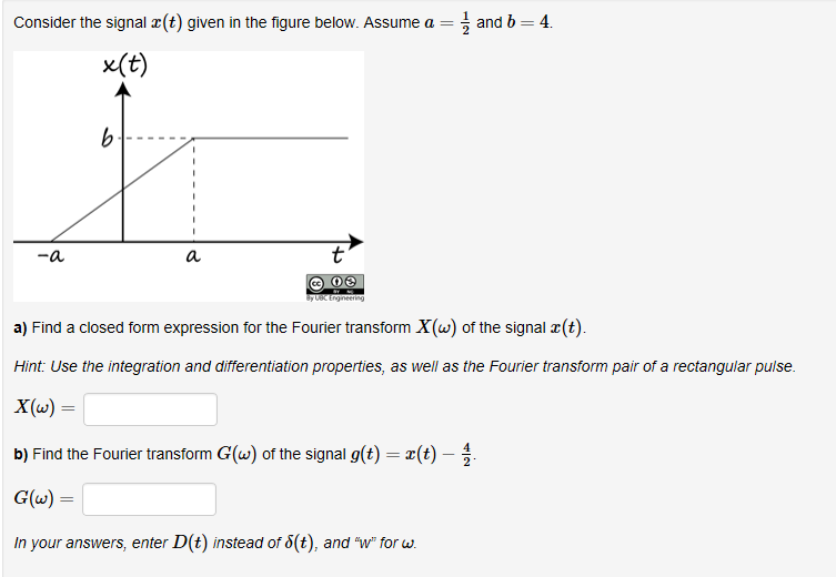 Solved Consider the signal x(t)x(t) given in the figure | Chegg.com